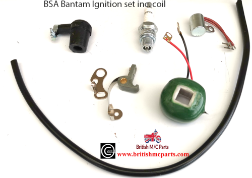 BSA Bantam D1 D3 D5 D7, Points Condensor, Coil, Plug Plug top ,HT Lead ...